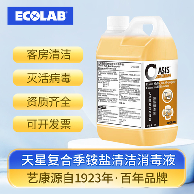 ECOLAB艺康 天星牌复合季铵盐清洁消毒液酒店机场卫生间高浓缩 2L