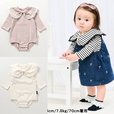 日本apreslescours 2024秋新生儿女宝宝海军领长袖三角爬服连身衣