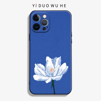 1816plus/17一朶午荷iPhone15promax手机壳苹果14软7保护套8plus磨砂mini全包XR/13/12原创小众