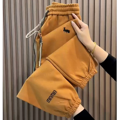 纯棉加厚卫裤女秋季新款高腰显瘦