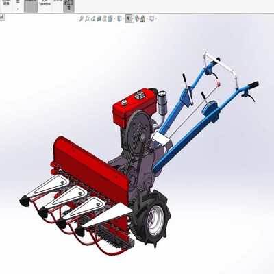 割晒机图纸三维模型设计solidworks2016建模3D图 谷物 牧草收割机