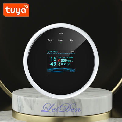 Tuya涂鸦智能燃气报警器WiFi可燃气体温度传感器钟表显示带铃联动