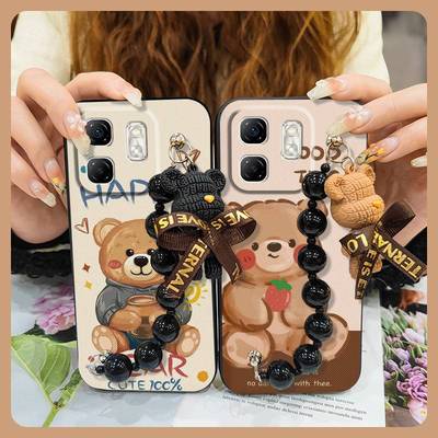 适用infinix Hot50i/Smart9/X6531/X6532手机壳情侣简约小熊手链