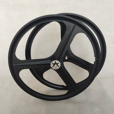 促销700c死飞自行车五刀三刀不滑牙一体固齿轮组死飞车前轮后轮