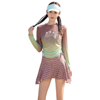 长袖防晒女分体海边度假泳衣