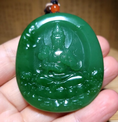 zg031106新疆的猫55.1克含绳脂粉度高油性突出碧玉观音雕件和田玉