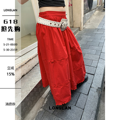 LONSLAN25SUMMER 4.14 20:00NEW 花边大摆半裙