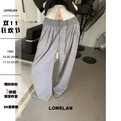 LONSLAN 24WINTER 11/10 20:00NEW 抽绳厚款绒面卫裤