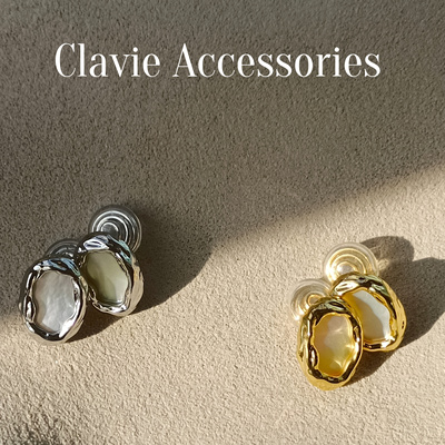 简单法式复古vintage不规则椭圆形白贝母肌理感耳钉环蚊香盘耳夹