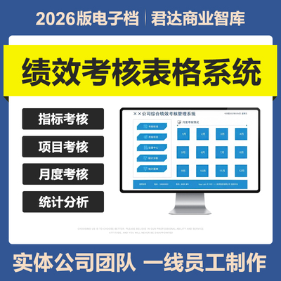 2026公司绩效考核管理excel表格模板制度考核HR薪酬KPI管理指标工