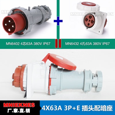 MNIEKNES国曼工业插头 4P63A插头配暗装工业插座MN6402配MN6432