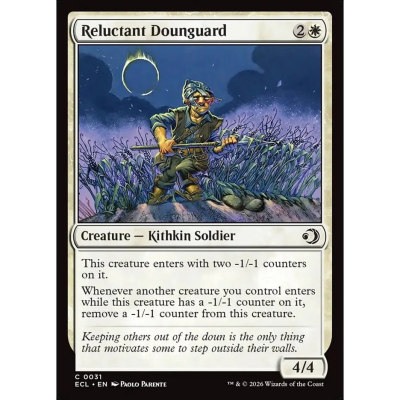 万智牌 ECL 迫任守镇卫 Reluctant Dounguard 英文平/闪卡 铁