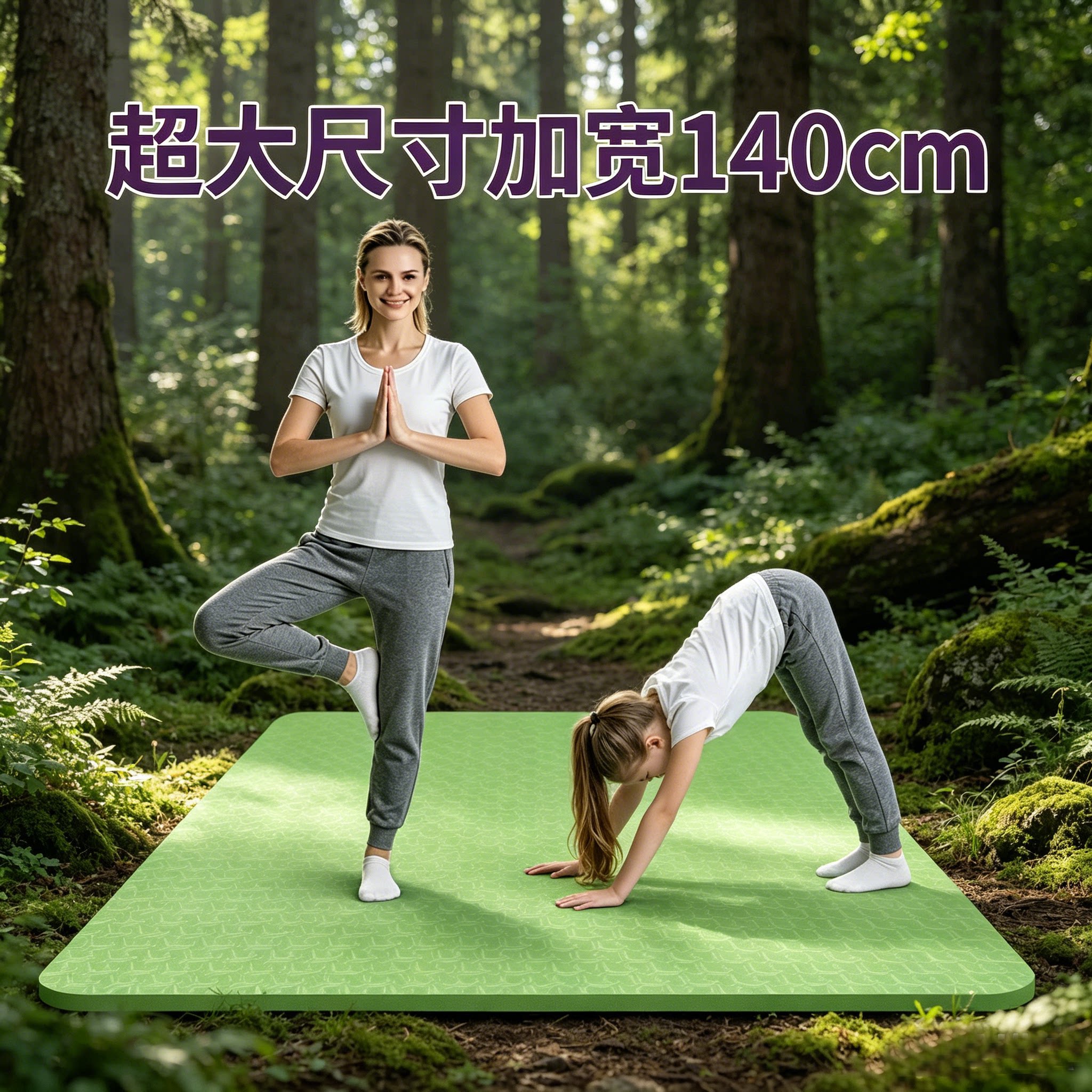 无味双人运动瑜伽垫加宽1.4米加厚140防滑家用地垫瑜伽垫健身垫女