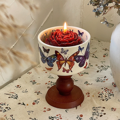 STILL【花舞蝶梦】原创玫瑰蝴蝶香薰蜡烛室内家用生日礼物伴手礼