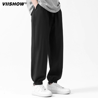 VIISHOW冰丝男款裤子夏轻薄宽松直筒运动休闲裤男士透气速干长裤