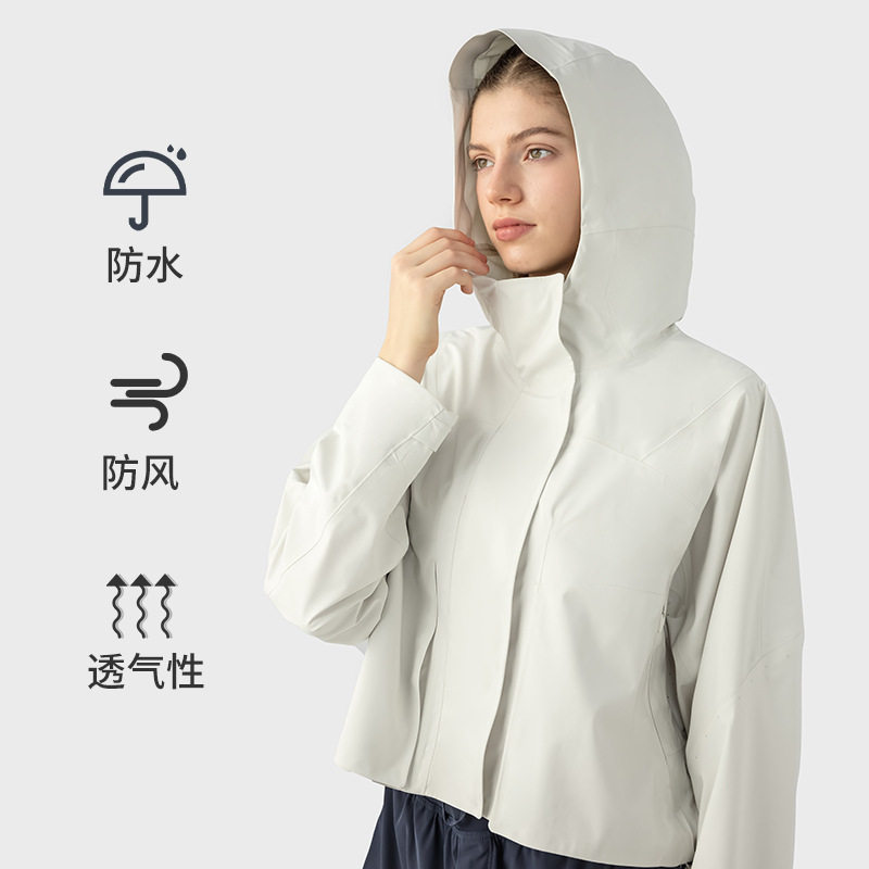 DAW013高品质秋冬连帽风衣外套防风透气冲锋衣女士运动防水登山服