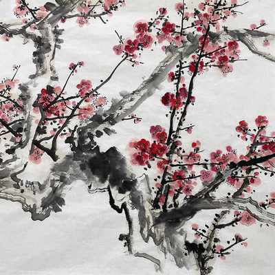 手绘水墨画耕墨轩墙画中式宣纸