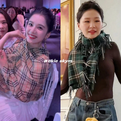 okie skym 经典英伦风流苏格子围巾气质款披肩张婧仪金靖同款围脖