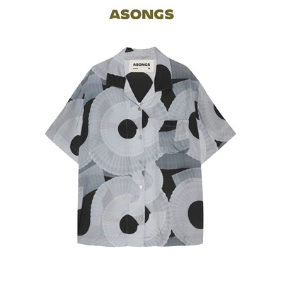 安松室ASONGS｜无限折叠黑灰套装｜男女同款情侣休闲家居服睡衣