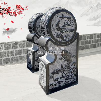 门鼓石雕抱鼓石门墩家用看门狮子门鼓麒麟貔貅小象福鱼石鼓墩摆件