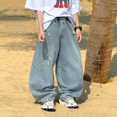 男童牛仔裤儿童春秋款休闲裤子胖宝宝2026春新款中大童宽松阔腿裤