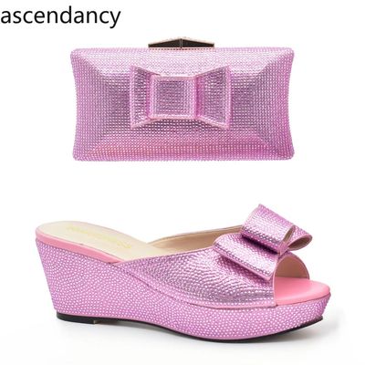 Latest Design Women Shoes and Bag Set Decorated with Rhinest