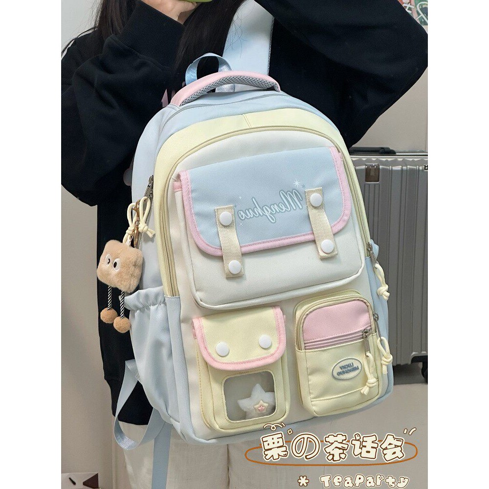 高颜值ins可爱双肩包 2025年新款大容量背包初中高中学生书包女生