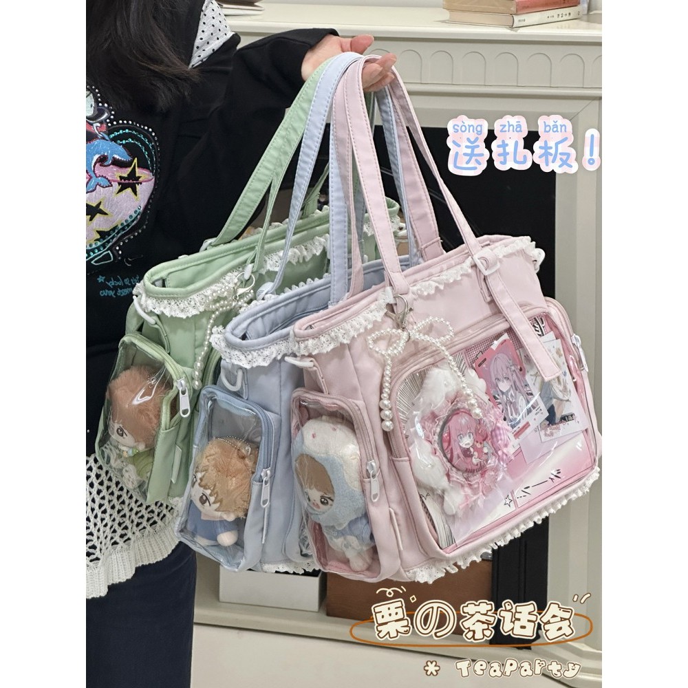 日系透明吧唧漫展痛包日常娃包单肩包女学生上课通勤托特包斜挎包