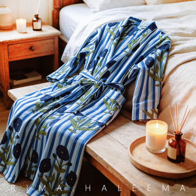 手工印染棉睡衣睡袍家居服