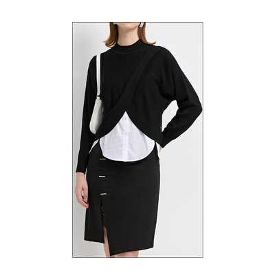 交叉nowshow朗香黑白撞色毛衣