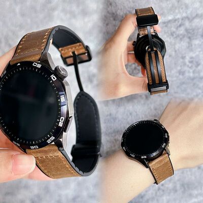 适用oppowatchX2表带OPPO Watch X手表表带oppowatch疯马皮带磁吸