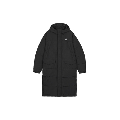 Adidas阿迪达斯男羽绒服长款过膝保暖防风连帽运动宽松外套IV7558