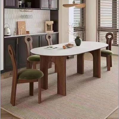 餐台实木餐桌北欧实木岩板圆餐桌