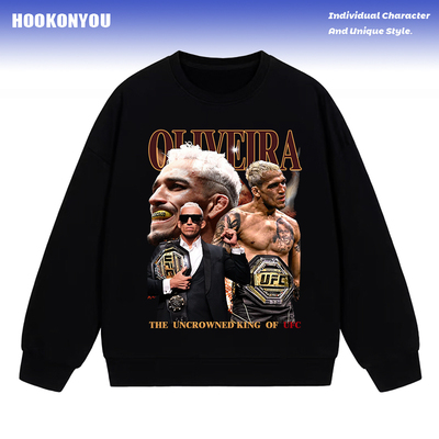 Oliveira奥利维拉UFC人像圆领卫衣格斗hiphop加绒上衣vintage长袖