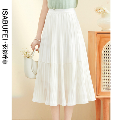细腻压褶雪纺半身裙舒适松紧腰边