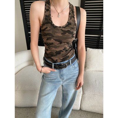 司南美式复古辣妹风腔调金属铆钉