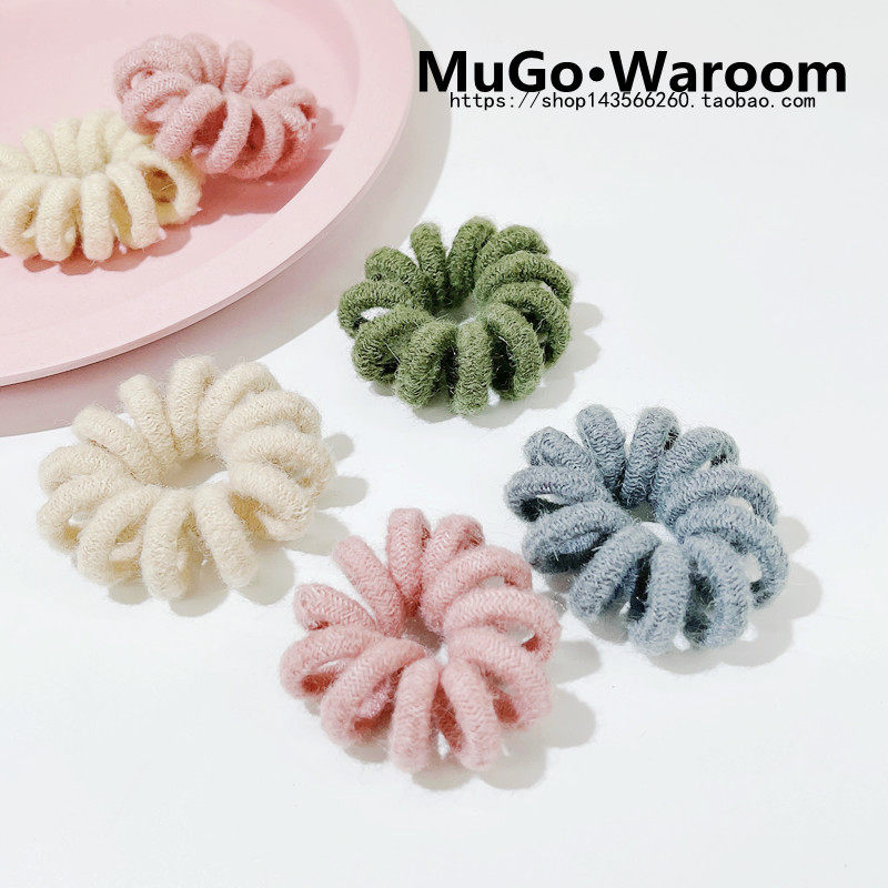 MuGo韩国秋冬进口毛线电话线发圈莫兰迪色感加粗基础头绳发饰