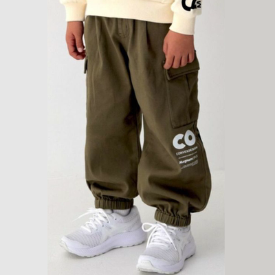 Kiddielove 日本代购 童装 CONVEX 弹力斜纹阔腿工装口袋收口长裤