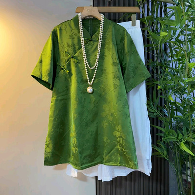 复古提花半袖大衫裤子