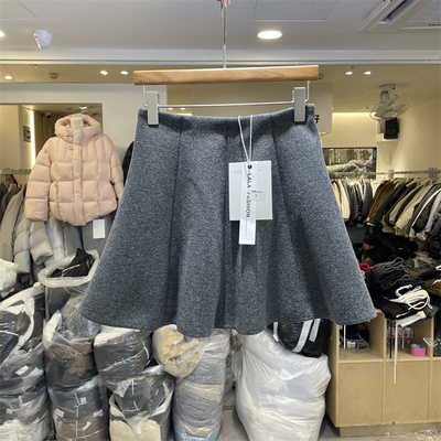 LALA8309正版冬季韩版高腰显瘦减龄辣妹风防走光毛呢半身裙女伞裙