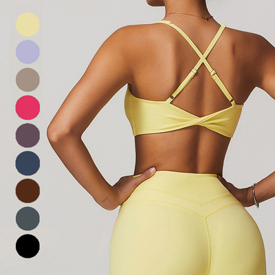 欧美磨毛美背瑜伽文胸女夏速干跑步健身运动内衣防震瑜伽上衣外穿