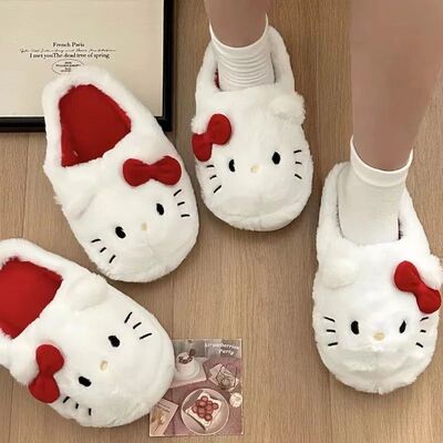 Plush Slippers Hello Kittys Kawaii Cute Student Autum