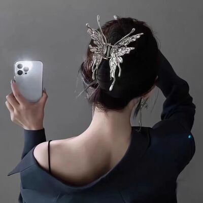 Butterfly Hair Clip Bright Silver Cross Geometric Hairpin Ro