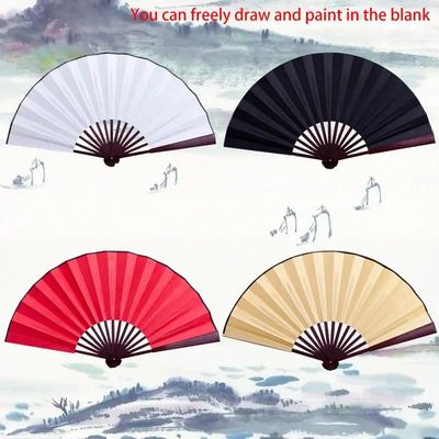 Silk Cloth Blank Chinese Folding Fan Woode
