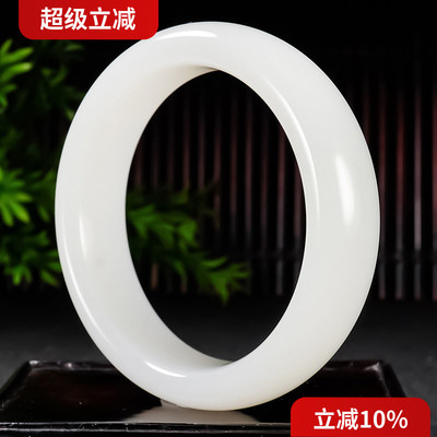 新疆谭琪俊作品和田玉油膏料过灯羊脂白玉手镯94.04克 内径61mm