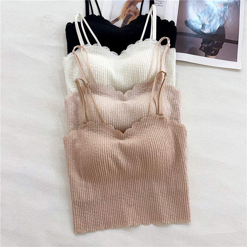 古妃46903美背内衣女内搭外穿吊带乳胶绵打底裹胸白色网红背心女