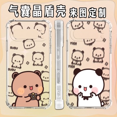 拍照一二布布适用于谷歌Pixel 10/9pro透明防摔手机壳Google Pixel 7A/8Pro卡通情侶订制10proXL可愛6Pro/8A