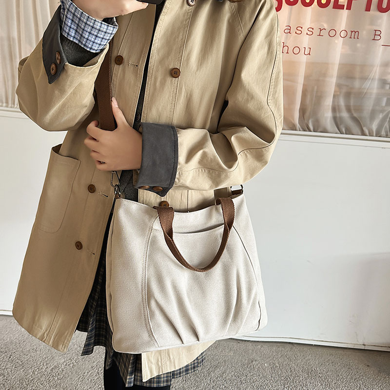 休闲风大容量托特包女帆布单肩斜挎包通勤手提包2026新款潮大包包