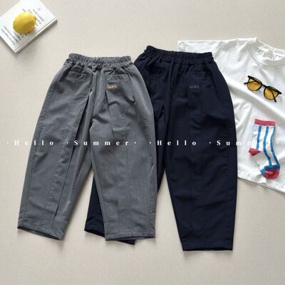 儿童裤子2026夏季男女童新品4554刺绣字母款中大童韩版百搭速干裤