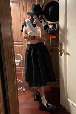 廓形蓬蓬裙过膝半身裙女